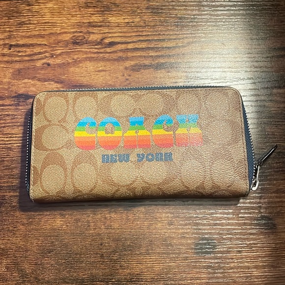 Coach | Bags | Coach Signature Canvas Rainbow Wallet | Poshmark